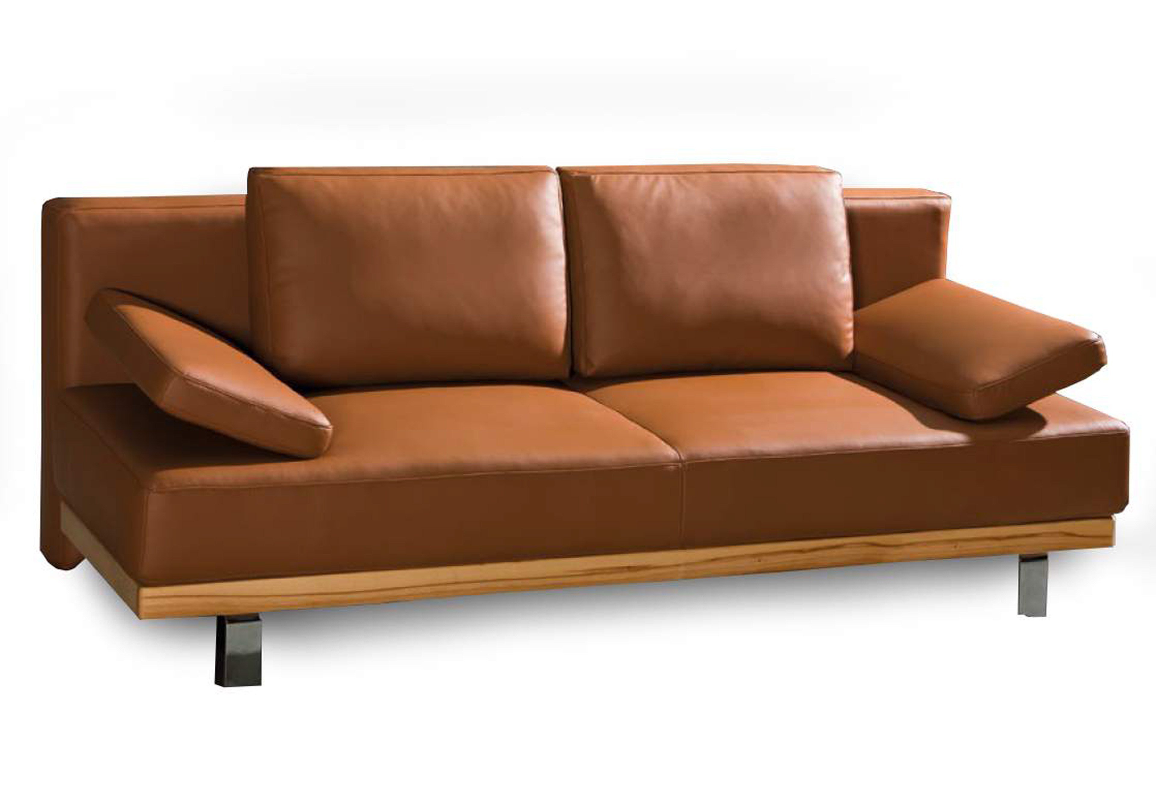 Restyl Stacy Schlafsofa in Echtleder Cognac mit Holzzarge | Möbel Letz ...